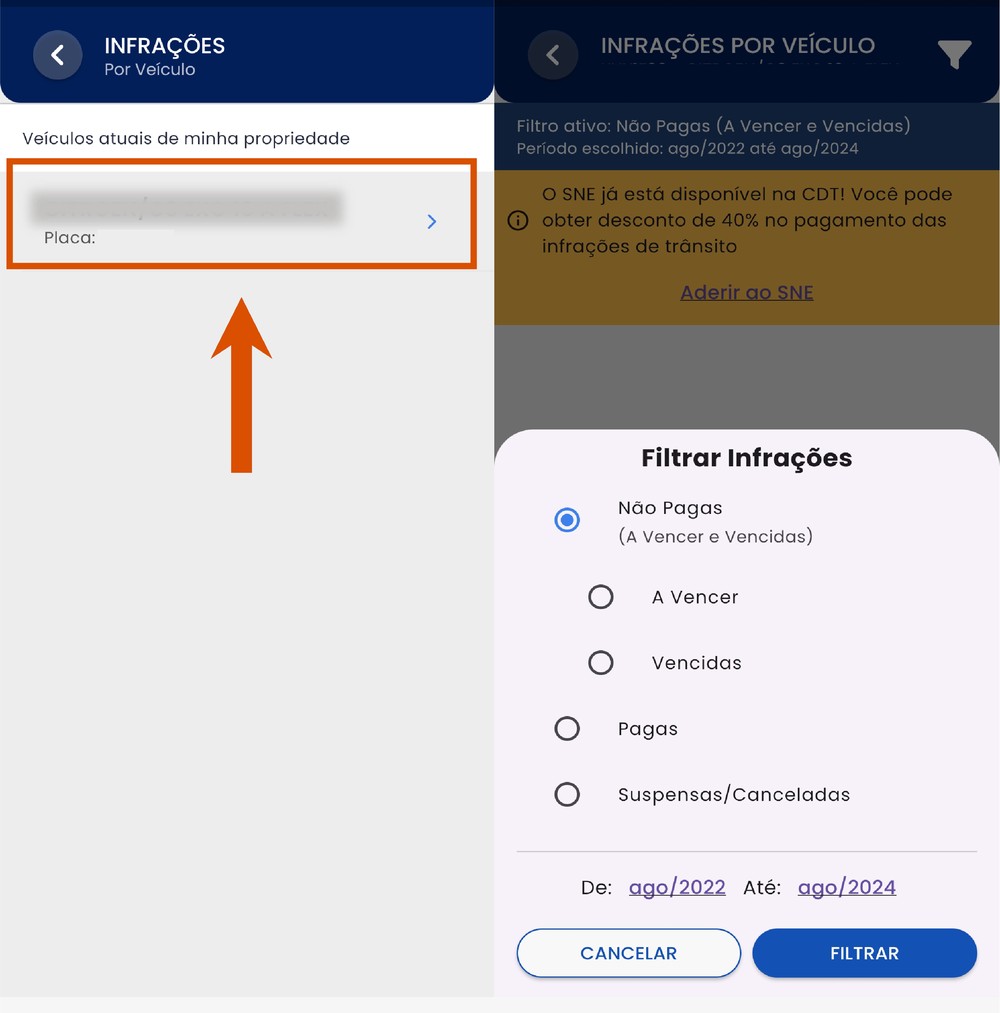 Como transferir multa para outra pessoa pelo app CNH Digital?