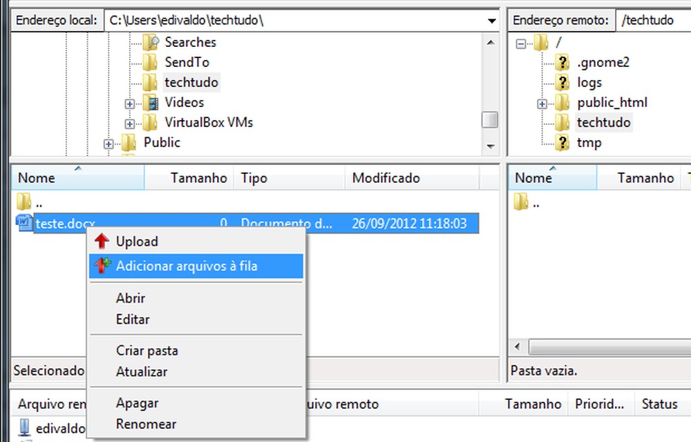 Como usar o Filezilla
