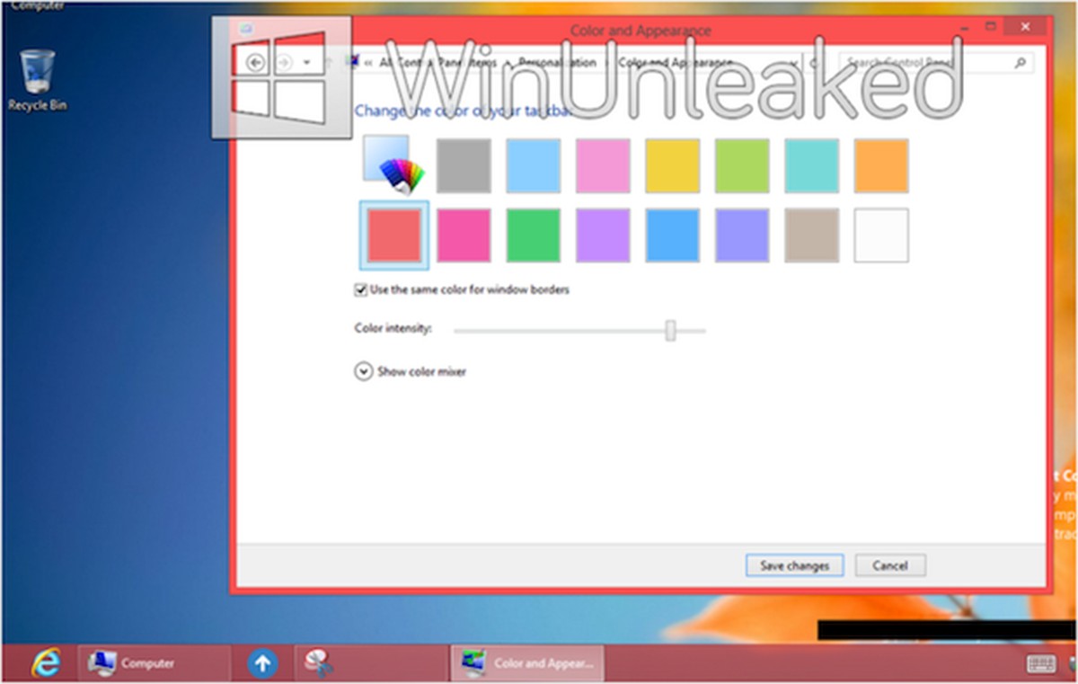 Imagens vazadas mostram opções de cores do Windows 8
