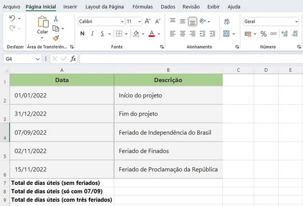 Como calcular dias úteis no Excel