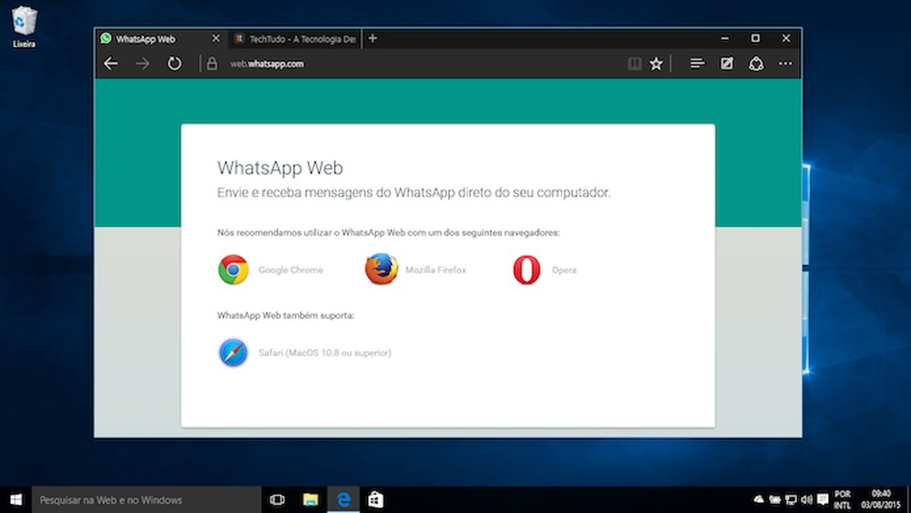 Como usar o WhatsApp Web no Microsoft Edge; saiba ativar no Windows 10