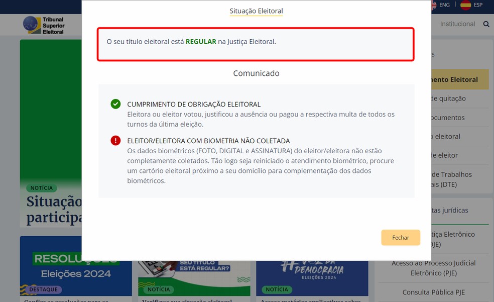Consulta ao Título de Eleitor: como ver se documento está regular