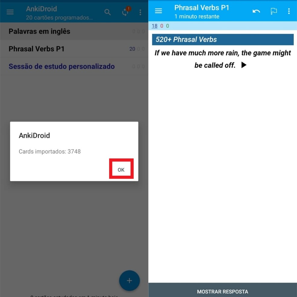 Como usar o app Ankidroid para fazer flashcards online