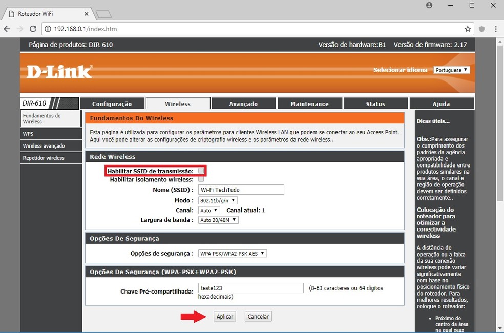 Como deixar a Internet Wi-Fi invisível no roteador da D-Link