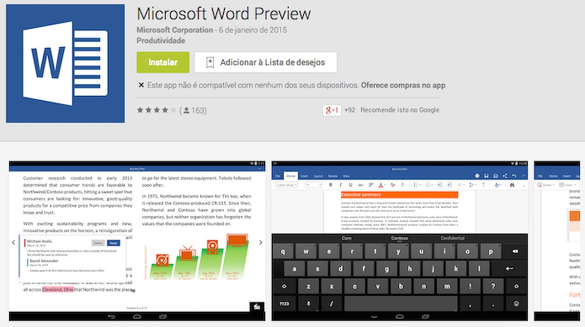 Microsoft libera versão de teste do Office para tablets com Android