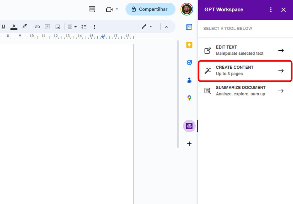 Truque com ChatGPT no Google Docs permite criar textos do zero; aprenda