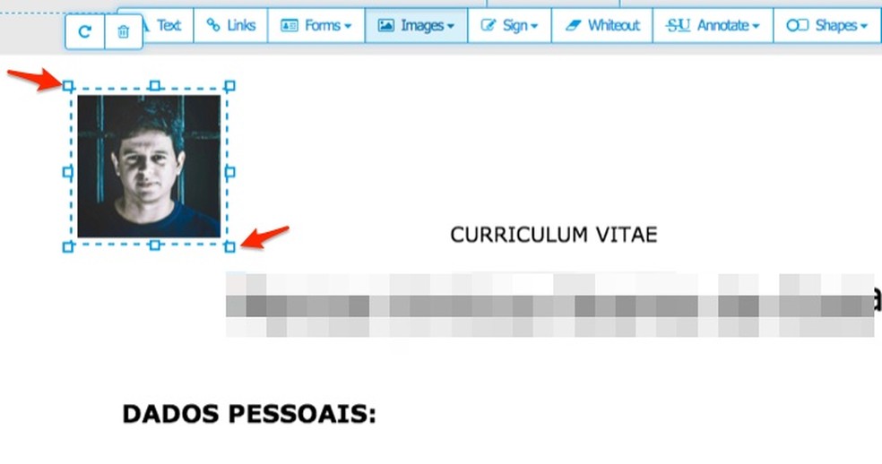 Como adicionar fotos em documentos PDF com o serviço online Sejda