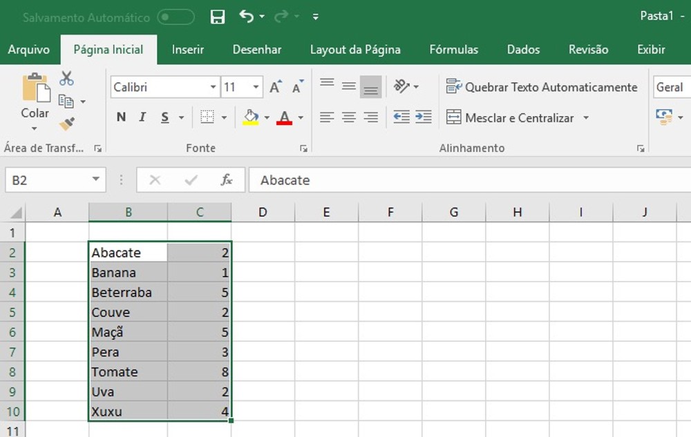 Excel: como colocar células em ordem alfabética