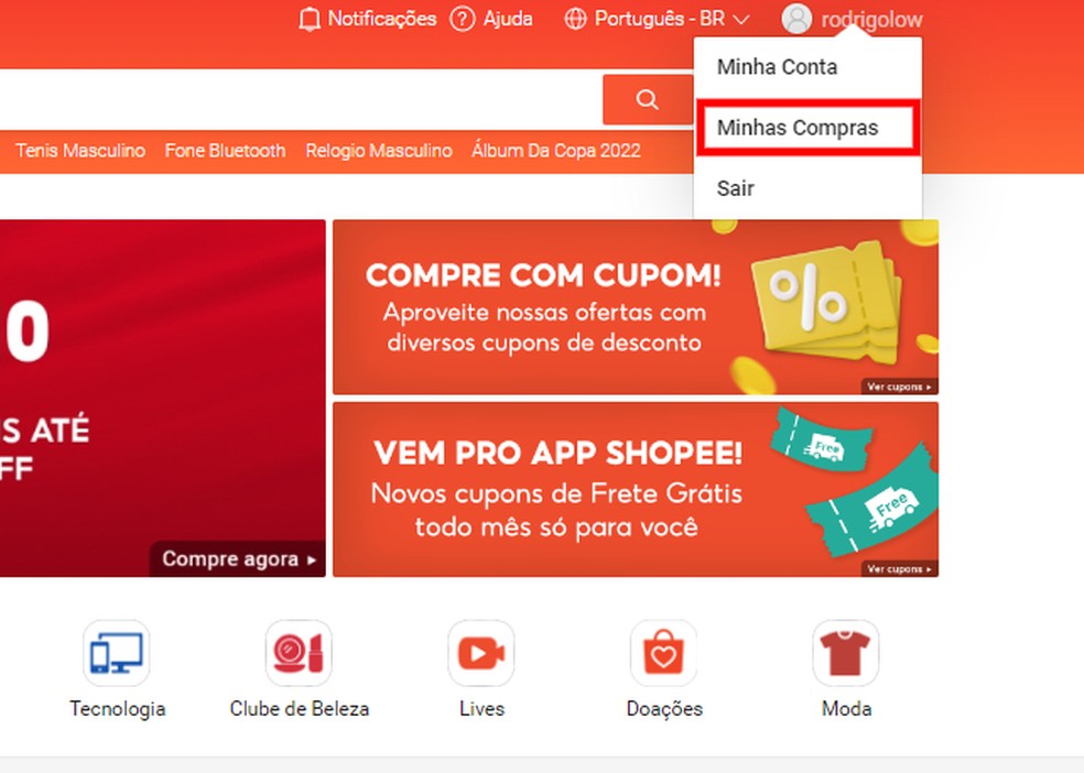 Como entrar em contato com a Shopee pelo computador