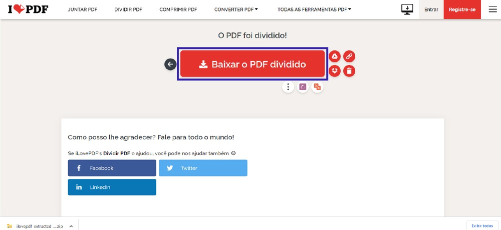 Como separar PDF online com o I Love PDF