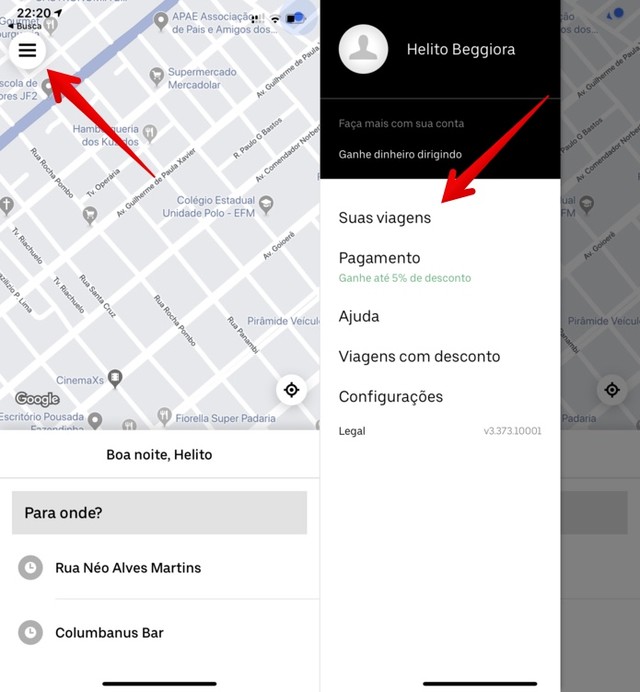 Como imprimir recibo da Uber