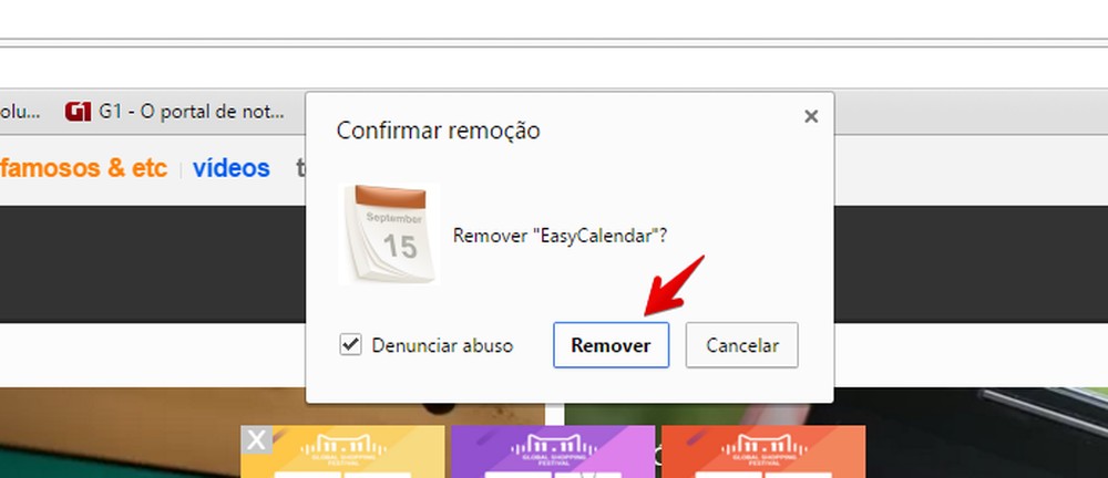 Como remover a extensão EasyCalendar