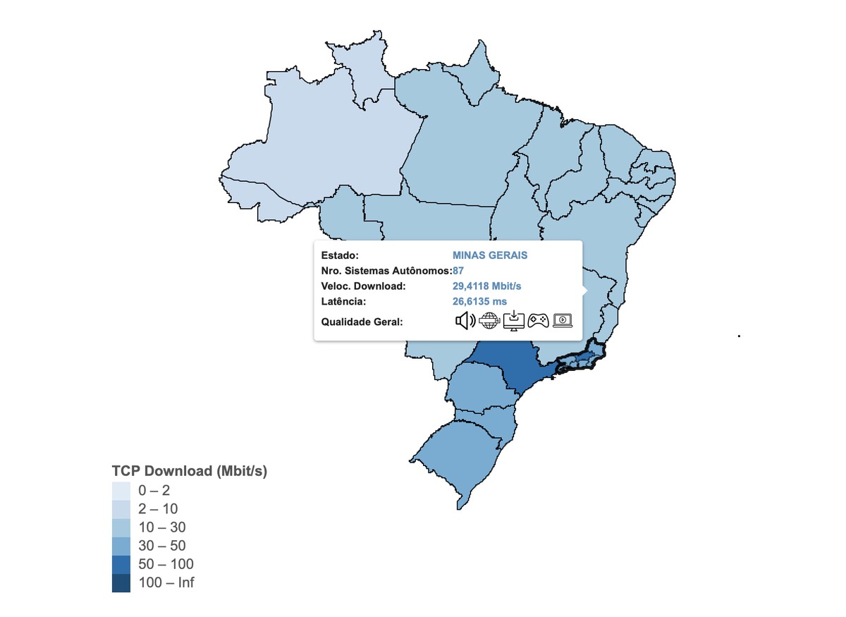Mapa mostra qualidade da internet no Brasil; saiba como consultar