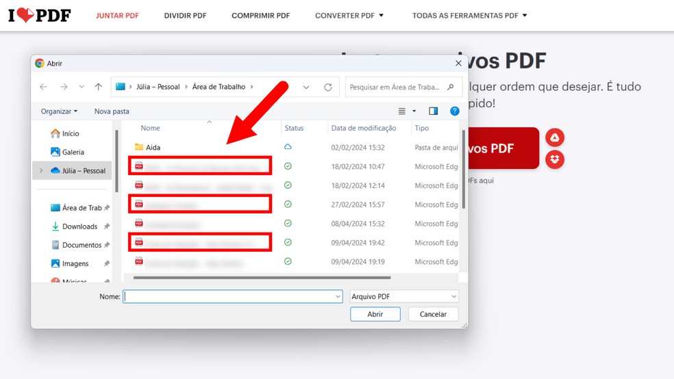 Como juntar PDF de graça com o iLovePDF