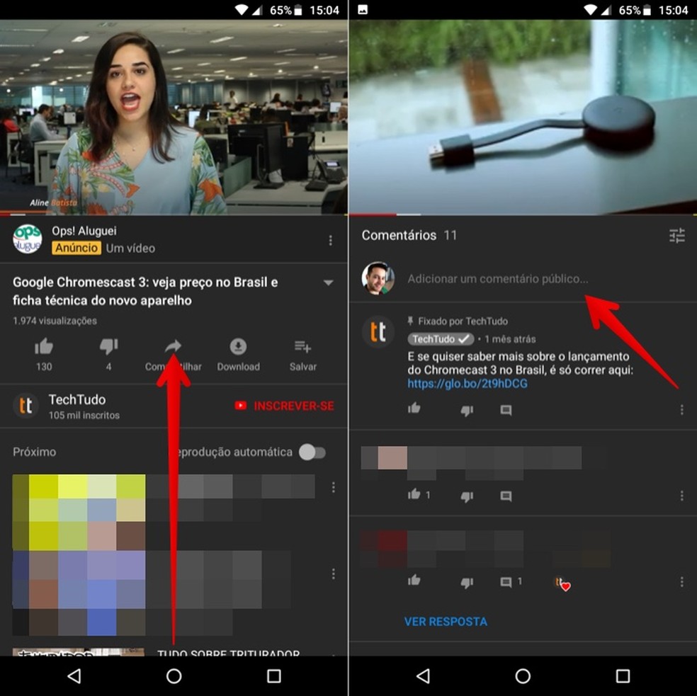 Como comentar em vídeos do YouTube pelo celular