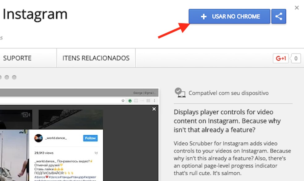 Instatube? Plugin inclui botões no player de vídeo do Instagram