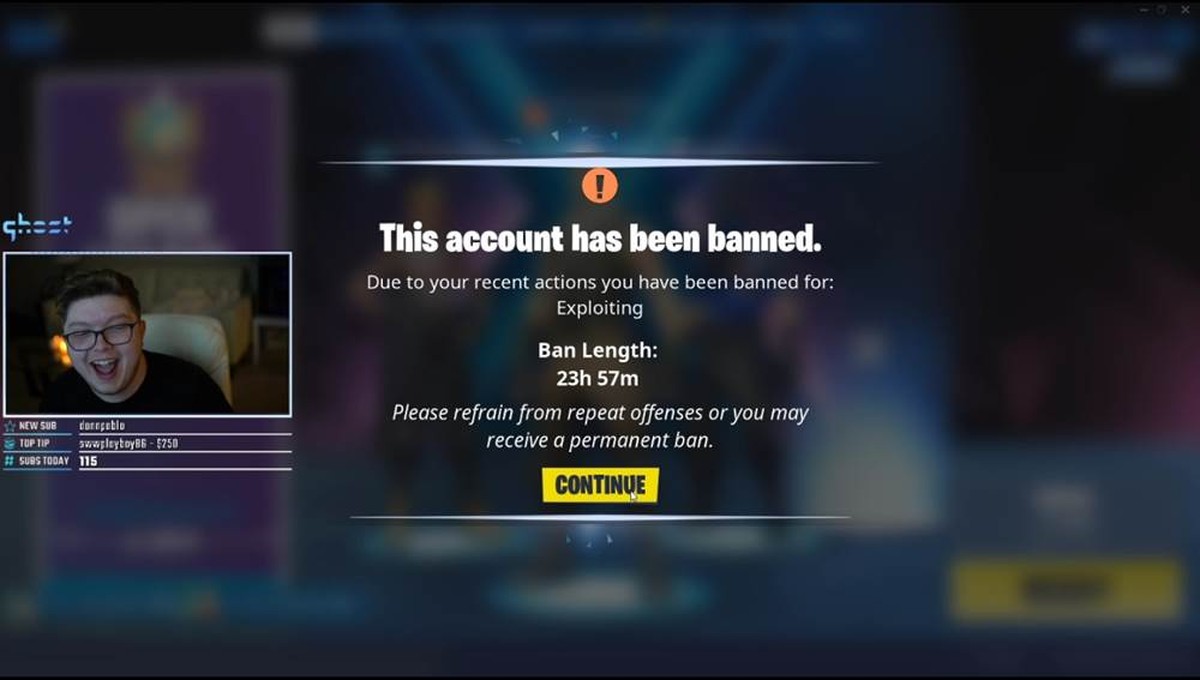 Fortnite bane pro player ao vivo em stream na Twitch; entenda caso