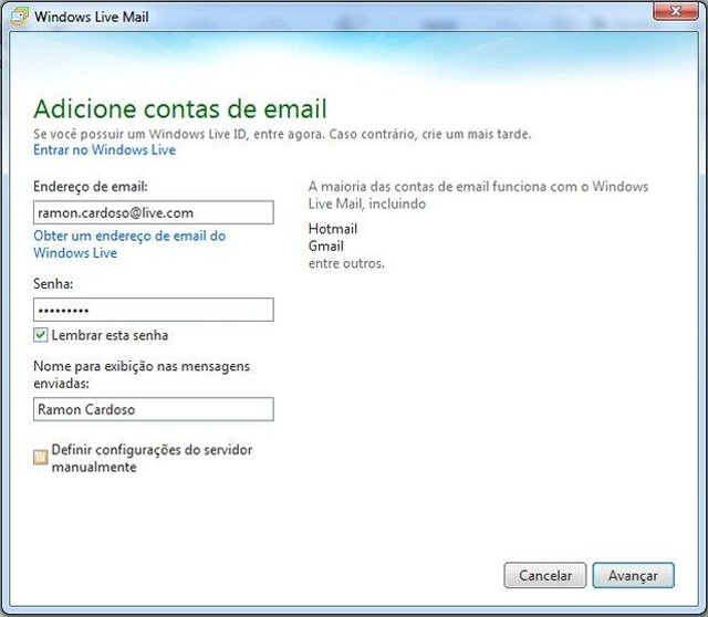 Como configurar seu Hotmail pelo Windows Live Mail
