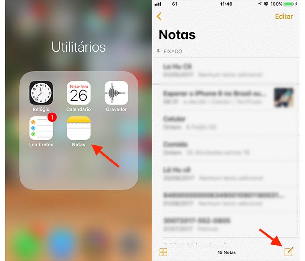 Como criar tabelas no aplicativo Notas do iPhone com o iOS 11