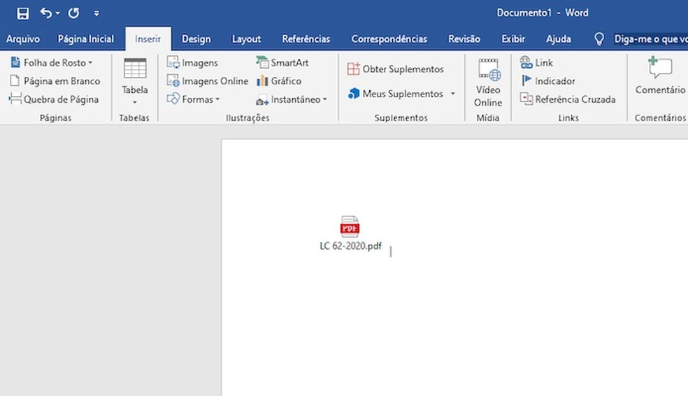 Como inserir um PDF em um arquivo do Word