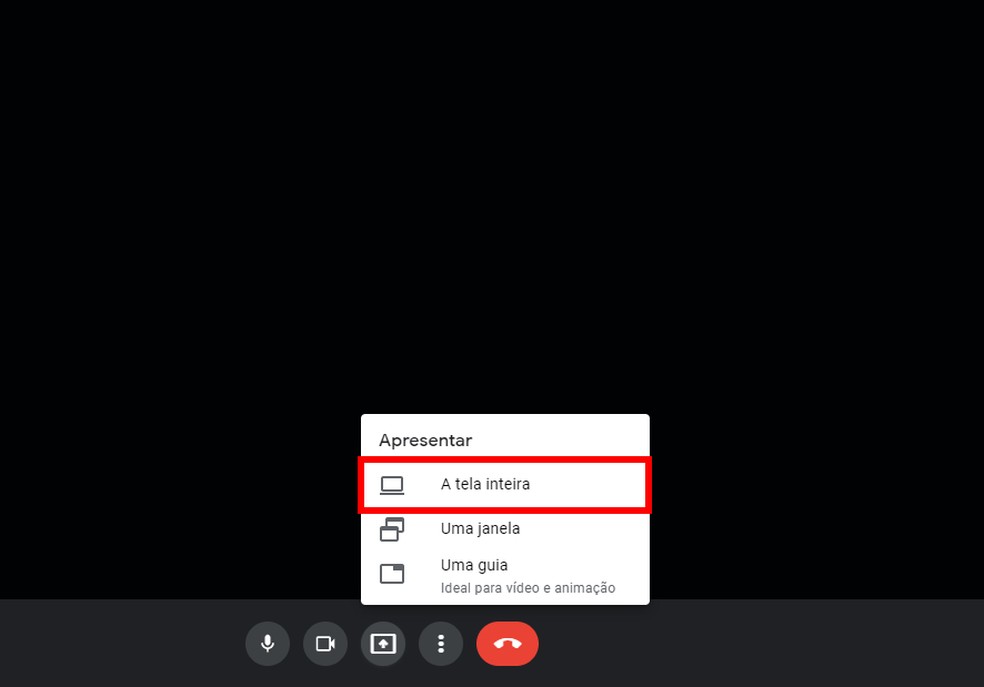 Como compartilhar tela no Google Meet