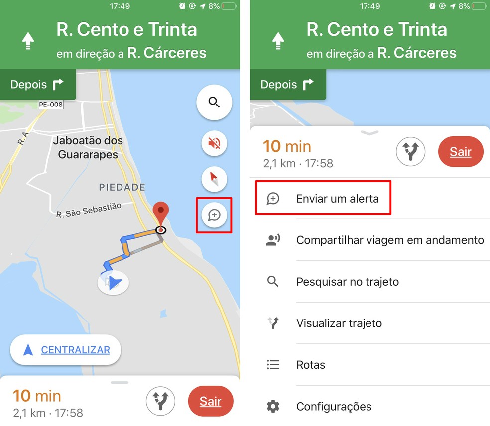 Como adicionar um alerta de trânsito no Google Maps para iPhone