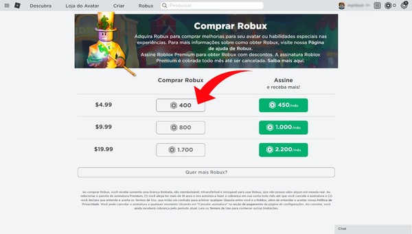 Como comprar Robux no Roblox