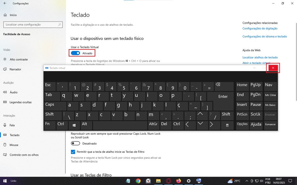 Como ativar o teclado virtual no PC com Windows