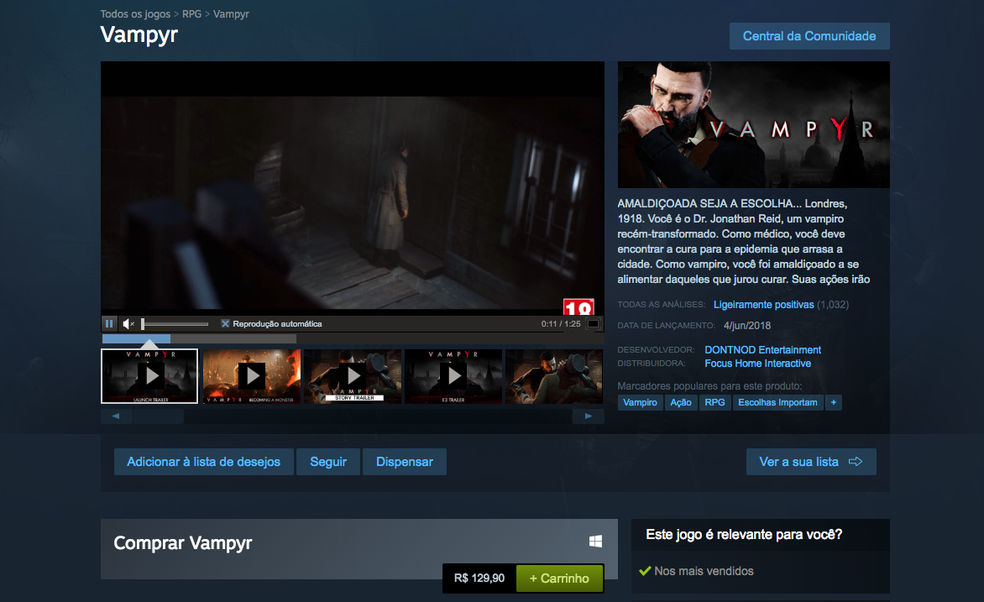 Vampyr: saiba como baixar e instalar o game no Xbox One, PS4 e PC
