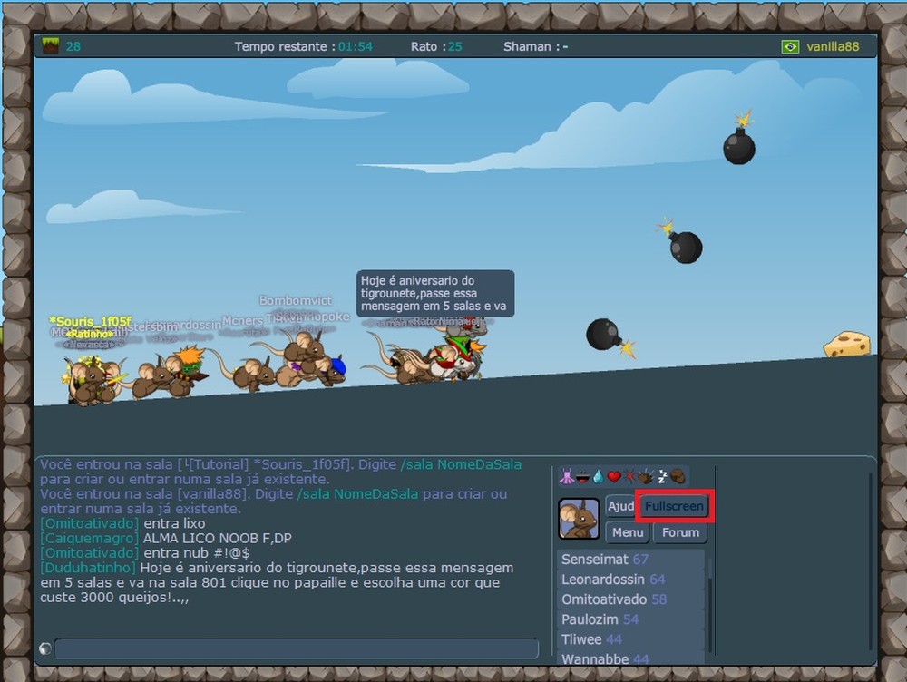 Aprenda a jogar Transformice no modo Fullscreen