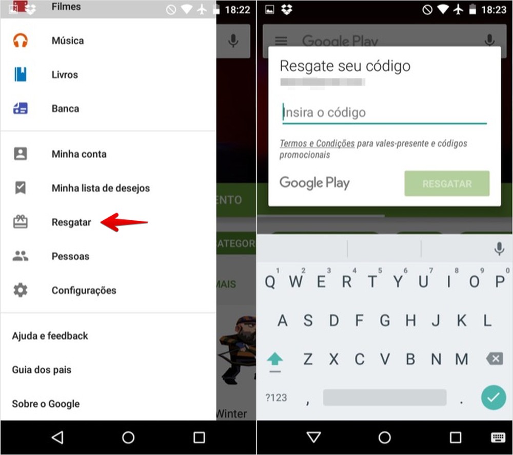 Como resgatar um código na Google Play Store