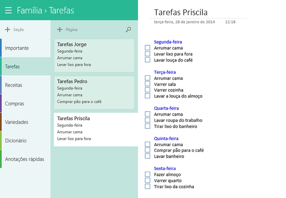 Como usar o OneNote para organizar as tarefas domésticas
