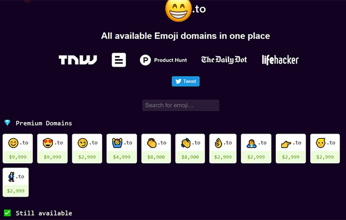 Site ajuda você a encontrar o nome de domínio com emoji perfeito; entenda