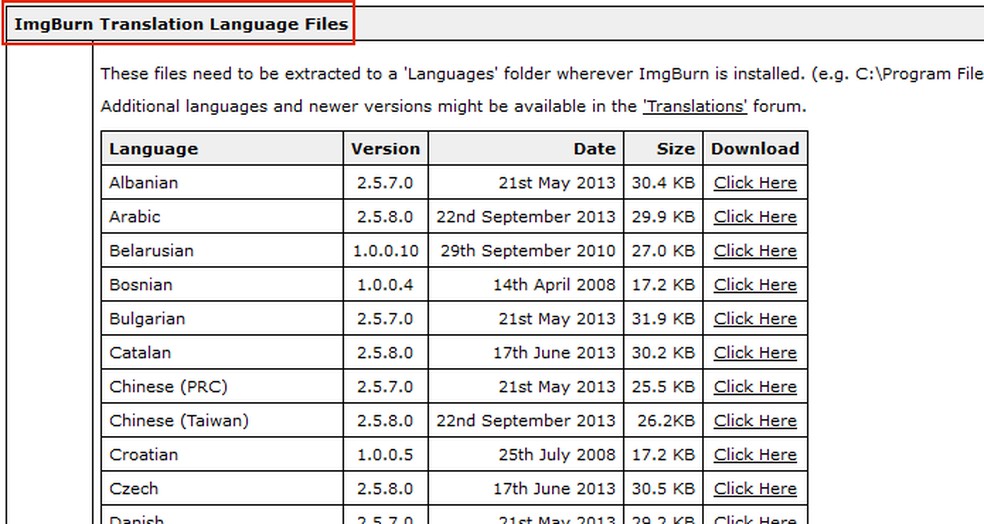 Como deixar o ImgBurn em português