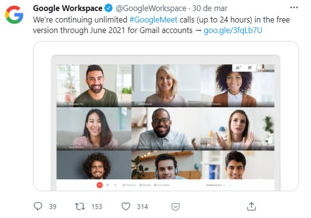 Google Meet passa a ter limite de tempo para reuniões em grupo gratuitas
