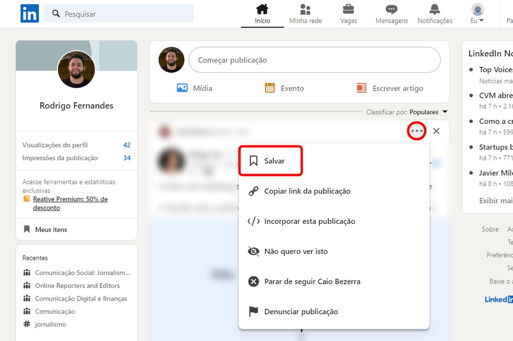 Como ver itens salvos no LinkedIn? Confira o passo a passo