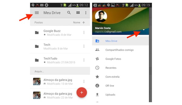 Como entrar e alternar em diferentes contas do Google Drive