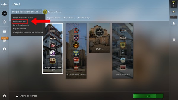 Como adicionar bots no CS:GO