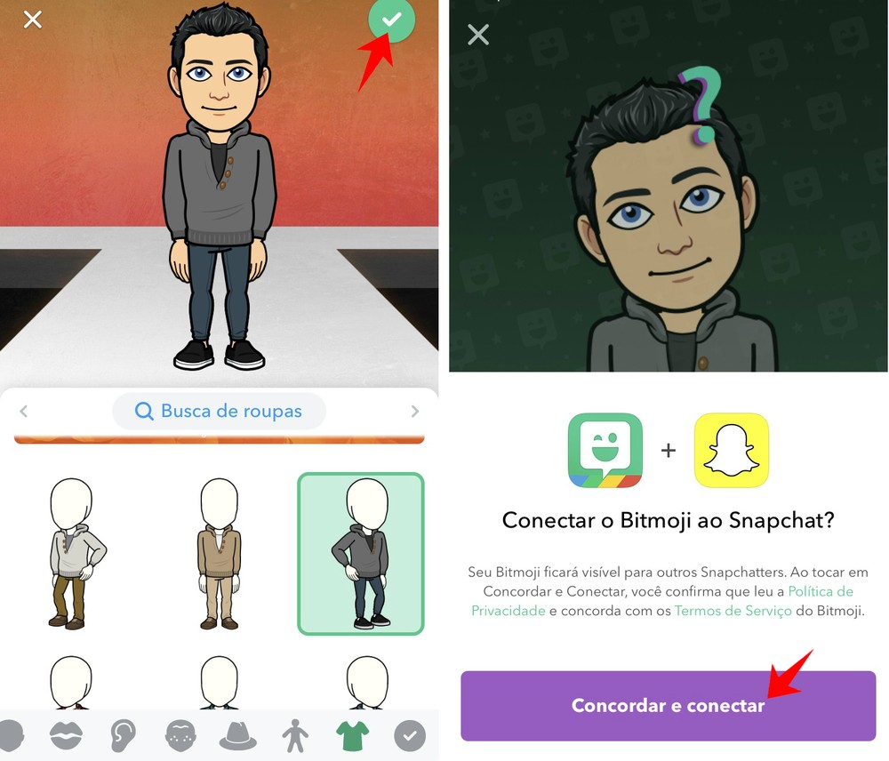 Como criar e mudar a roupa do seu Bitmoji