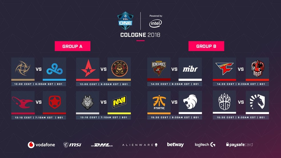 ESL One Cologne 2018: veja tabela de times e datas do torneio de CS:GO