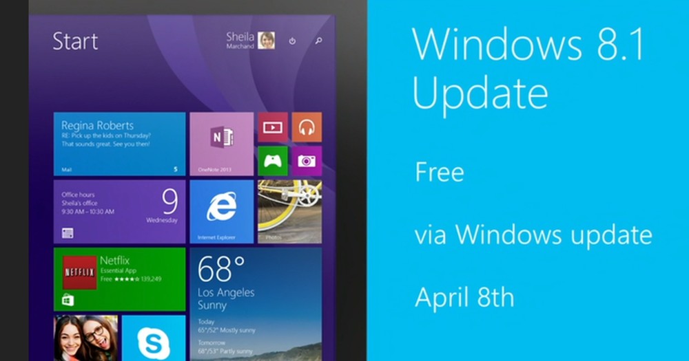 Microsoft libera Windows 8.1 Update de graça a partir do dia 8 de abril