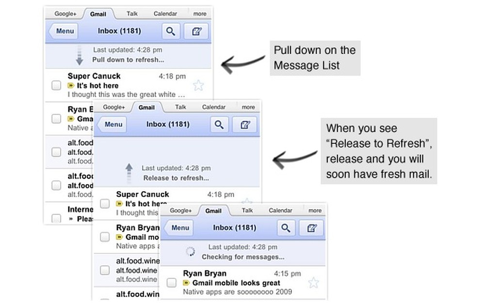 Gmail Mobile ganha suporte a Retina Display do iPhone 4