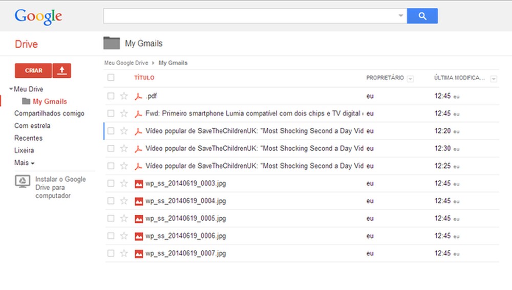 Como salvar um e-mail no Google Drive