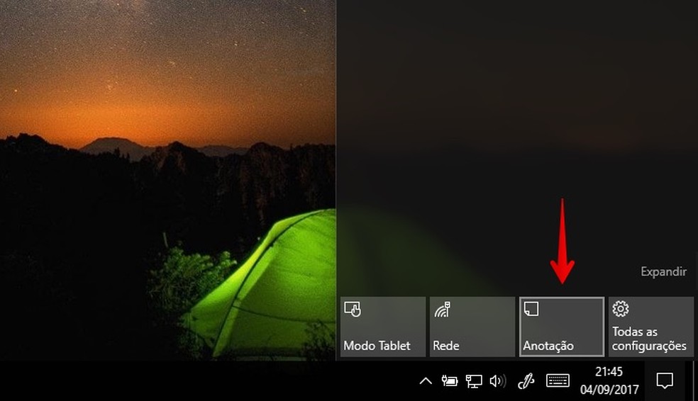 Como abrir apps de notas pela central de notificações do Windows 10