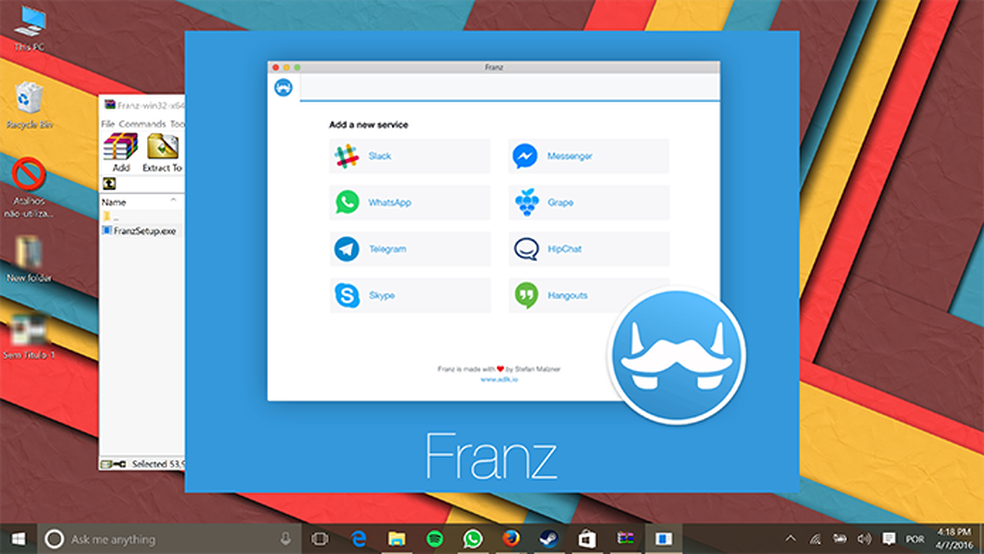 Franz reúne WhatsApp, Messenger, Skype, Hangouts, Telegram e Slack