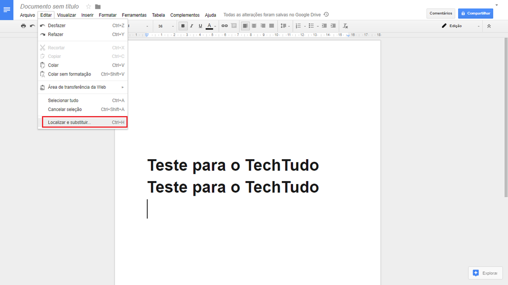 Como localizar e substituir palavras no Google Docs