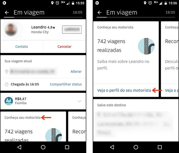 Como checar o perfil completo do motorista da Uber