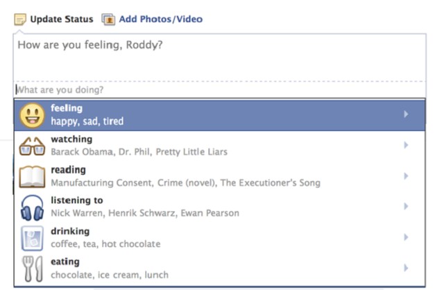 Facebook está testando emoticons em suas atualizações de status