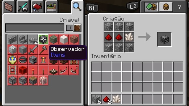 Como fazer o Observador no Minecraft