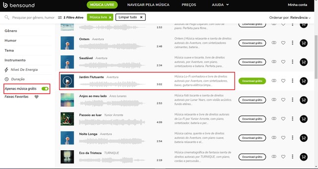 Bensound: como usar site para baixar músicas MP3 grátis no PC